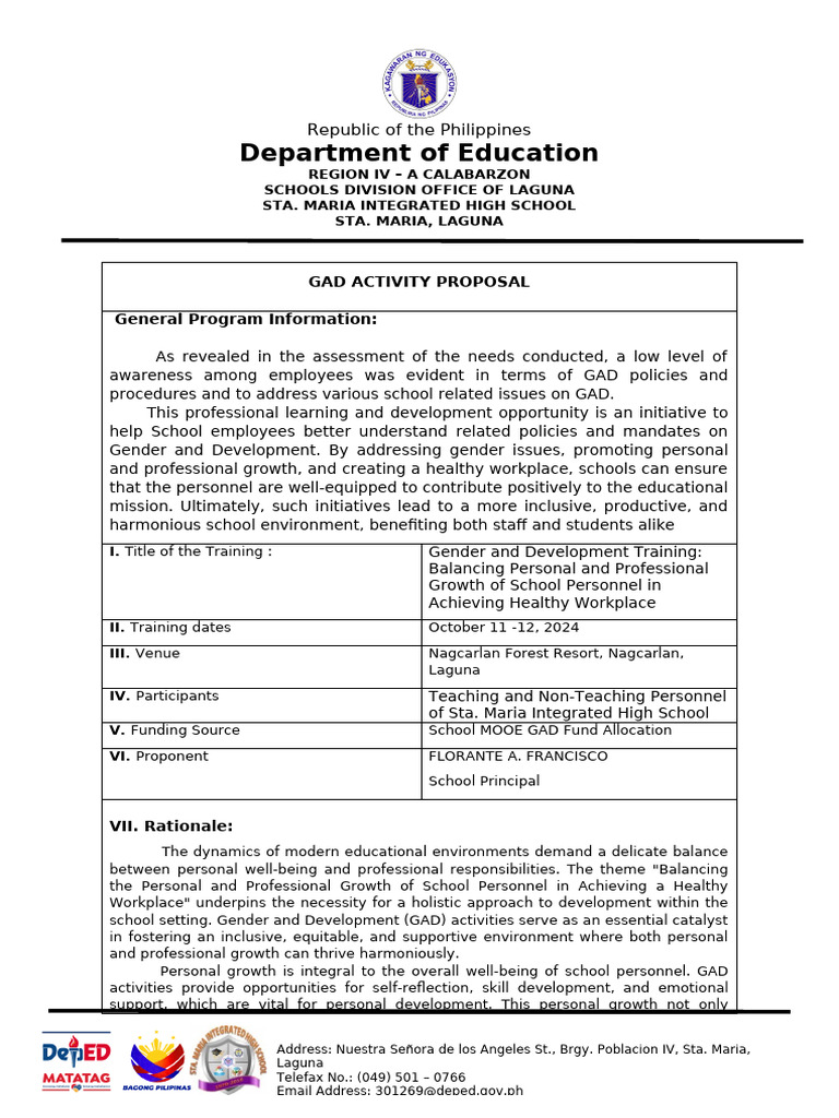 GAD Proposal SMIHS 2024 New Template | PDF | Gender And Development