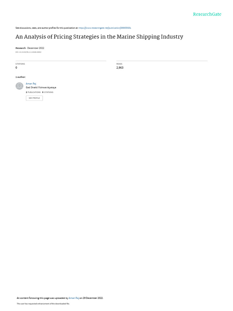 An Analysisof Pricing Strategiesinthe Marine Shipping Industry | PDF | Pricing | Cargo