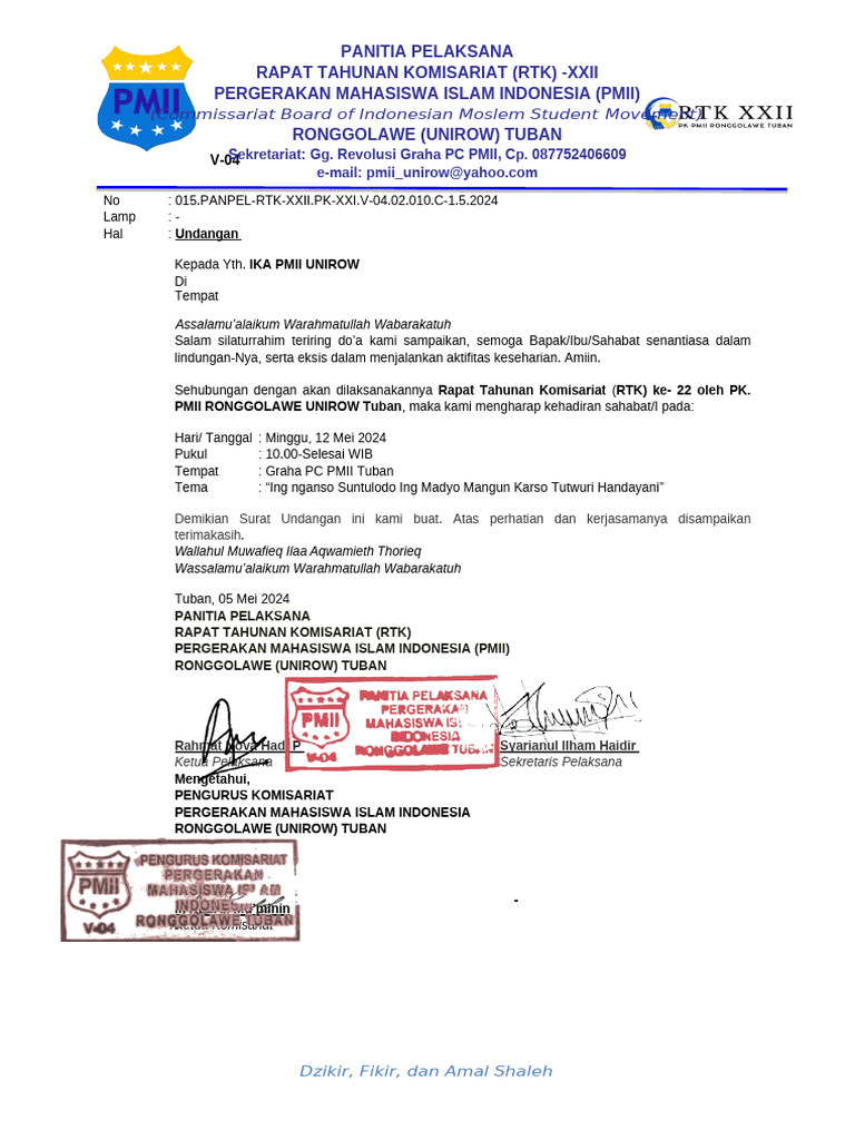 Surat RTK Ika Pmii | PDF