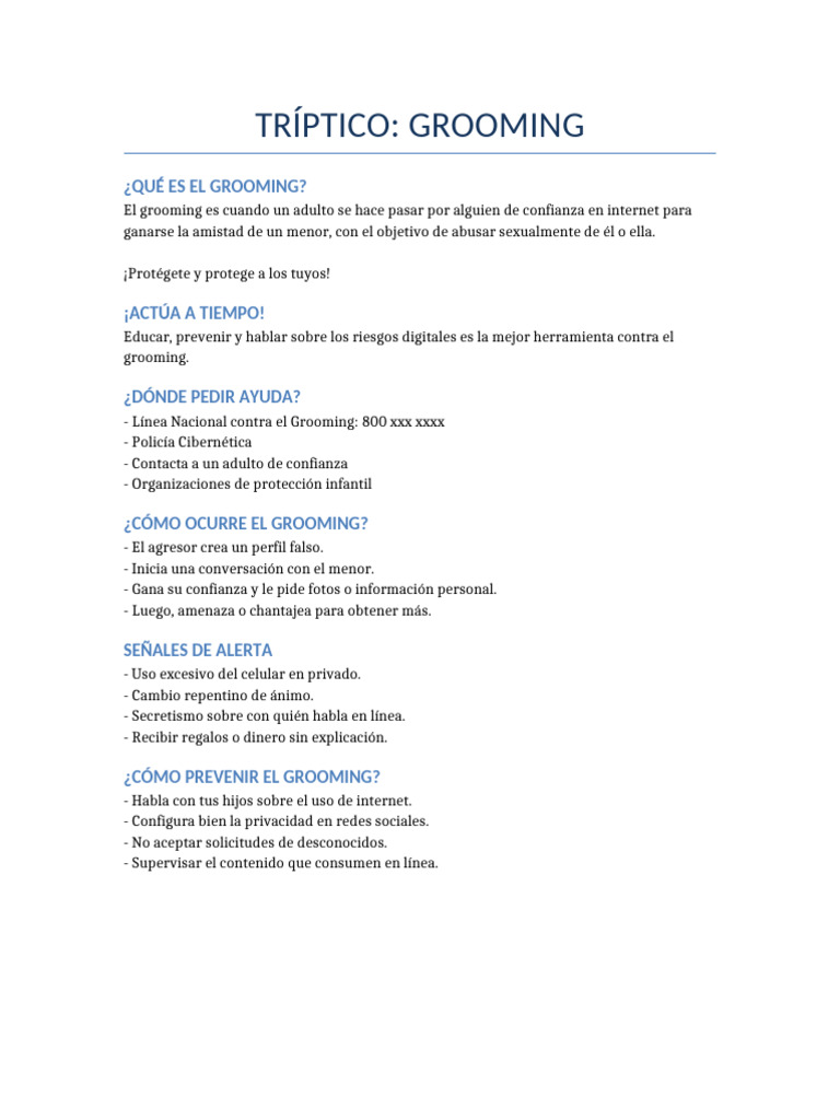 Prevención del Grooming en Niños | PDF
