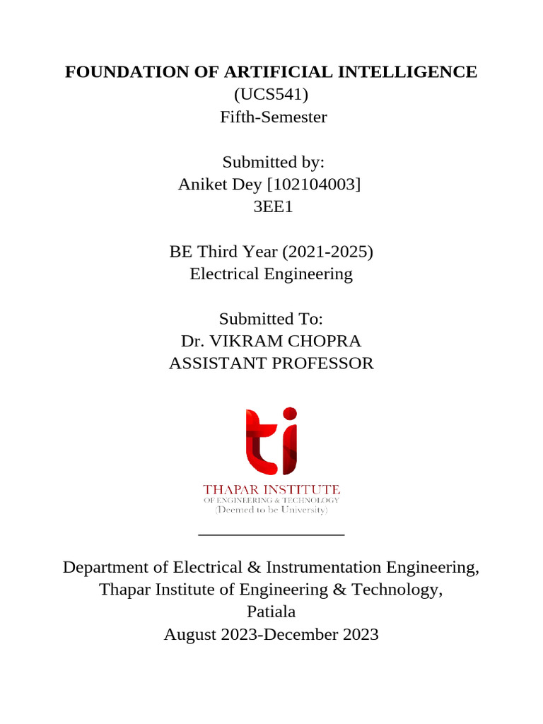 Aniket Dey - 102104003 - 3EE1 - AI | PDF | Fuzzy Logic | Vertex (Graph Theory)