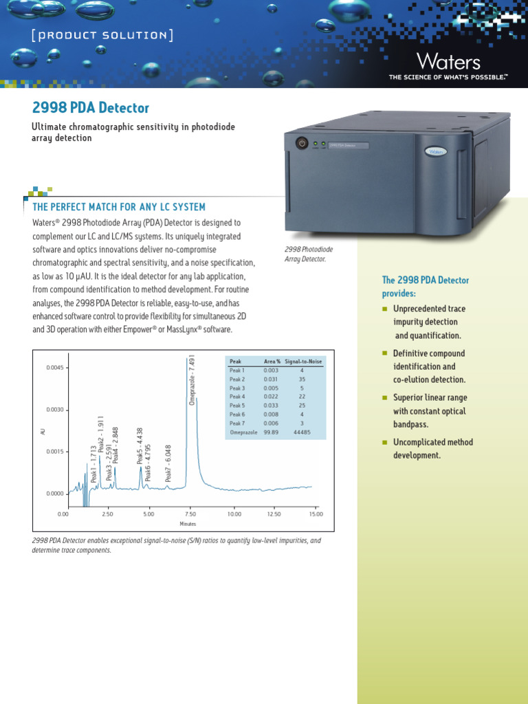 Waters Brochure 2998PhotodiodeArray (PDA) DetectorProductSolution ...