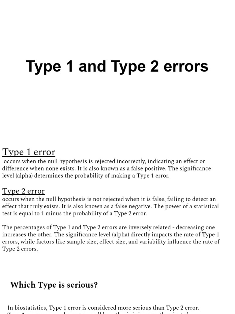 Type 1 and Type 2 Errors | PDF