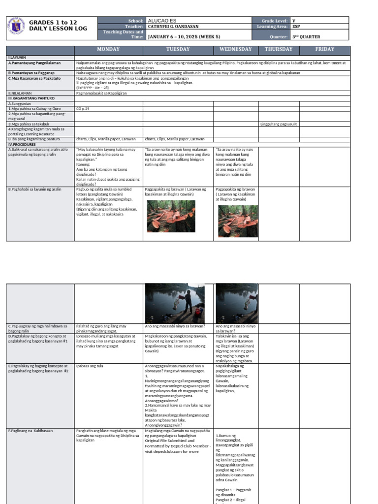 DLL - Esp 5 - Q3 - W5 | PDF | Differentiated Instruction | Teaching