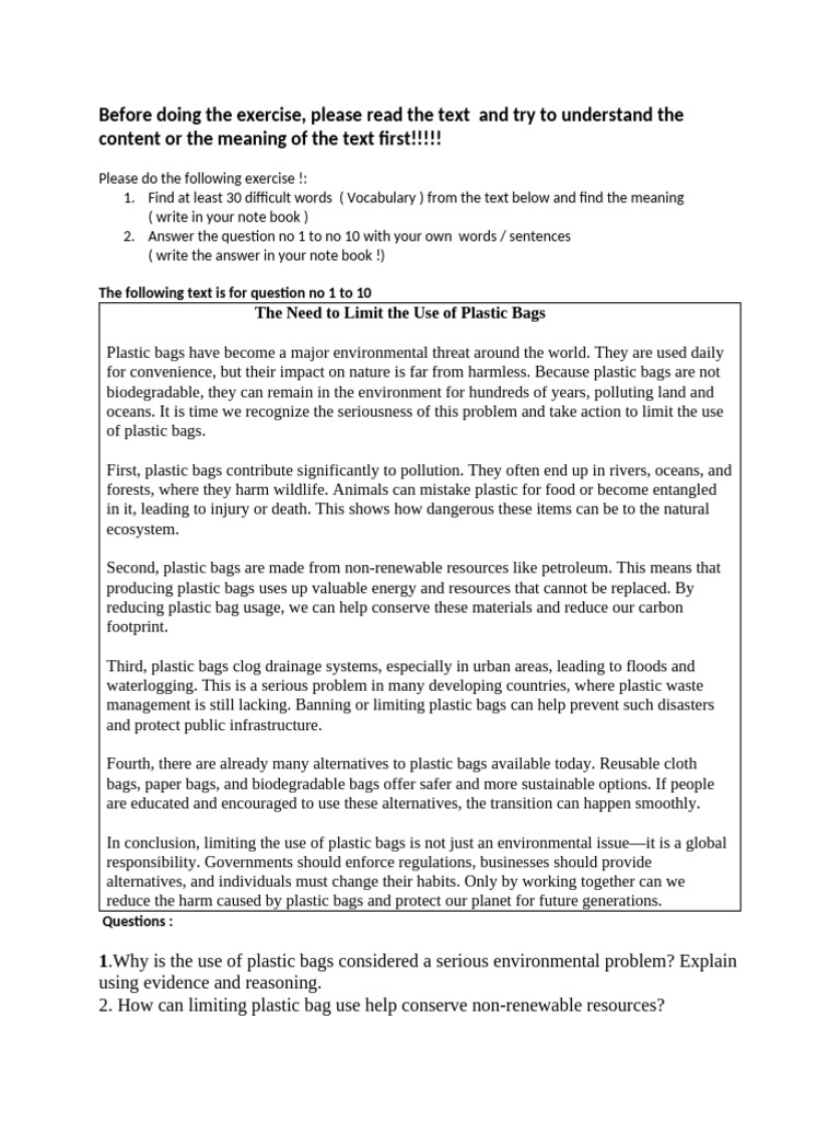 Students - Exercise of Hortatory Exposition | PDF | Sustainability ...