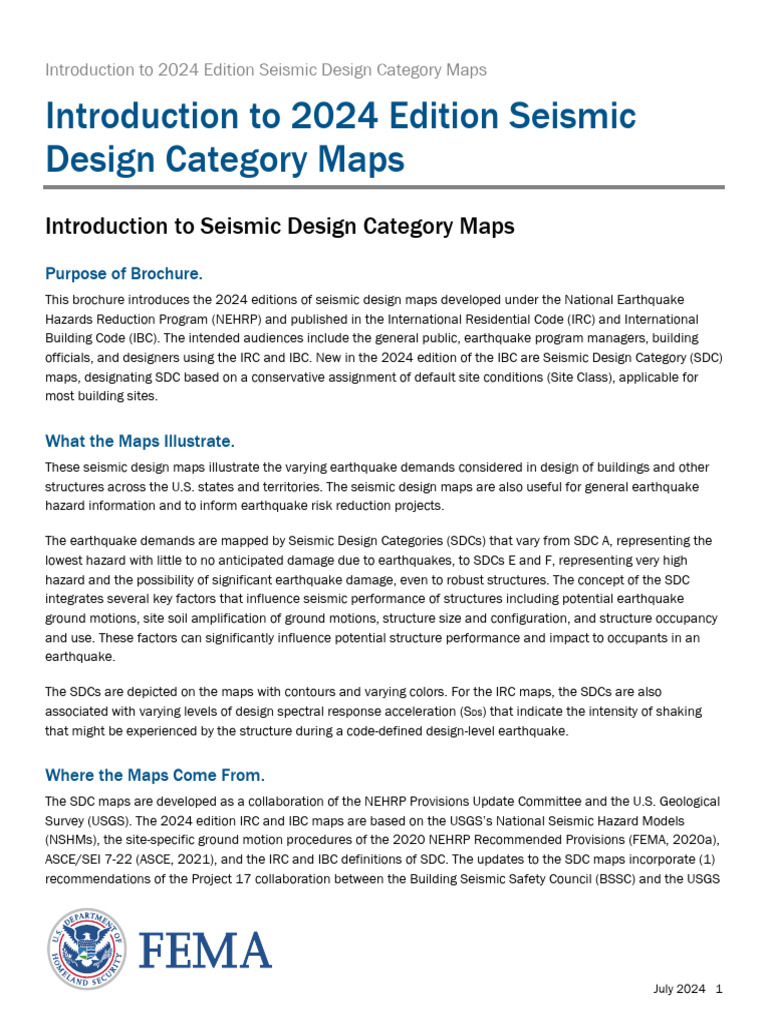 FEMA-Fact-Sheet-SeismicDesignCategoryMaps-July2024 | PDF | Contiguous ...
