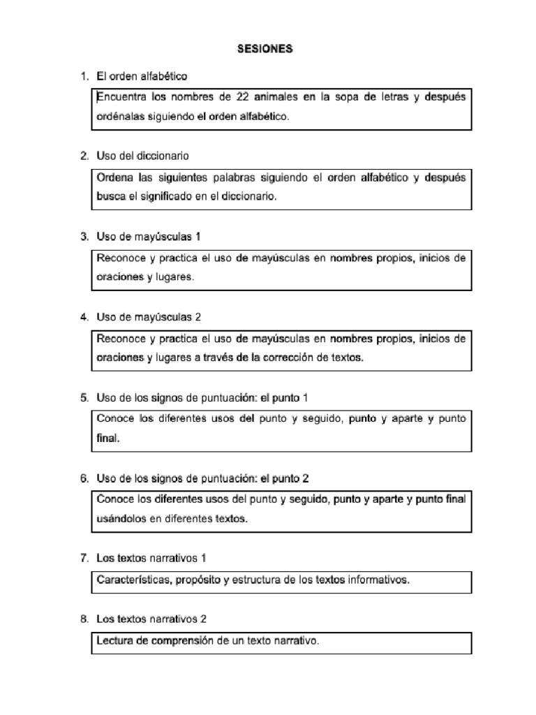 Contenidos Act. Complementarias 4º Ejemplo | PDF