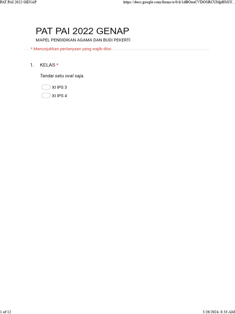 PAT PAI 2022 GENAP | PDF