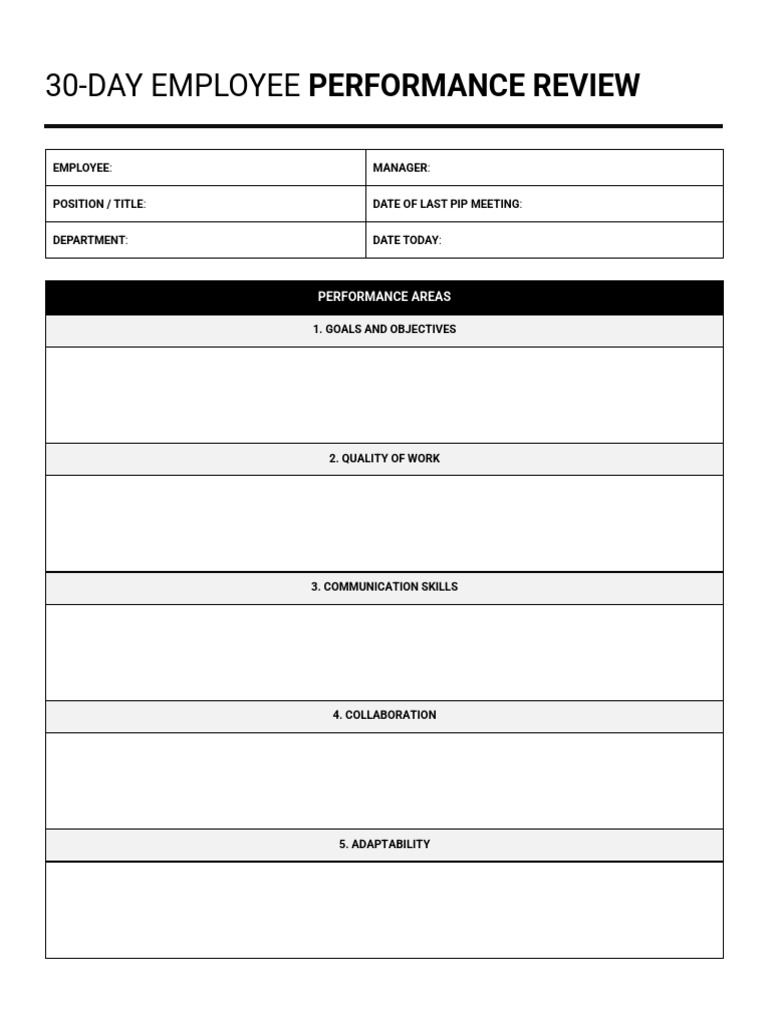 Employee 30 Day Performance Review | PDF