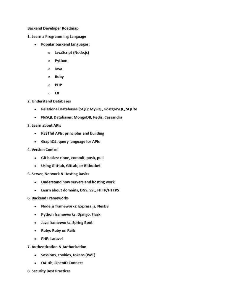 Backend Developer Roadmap | PDF