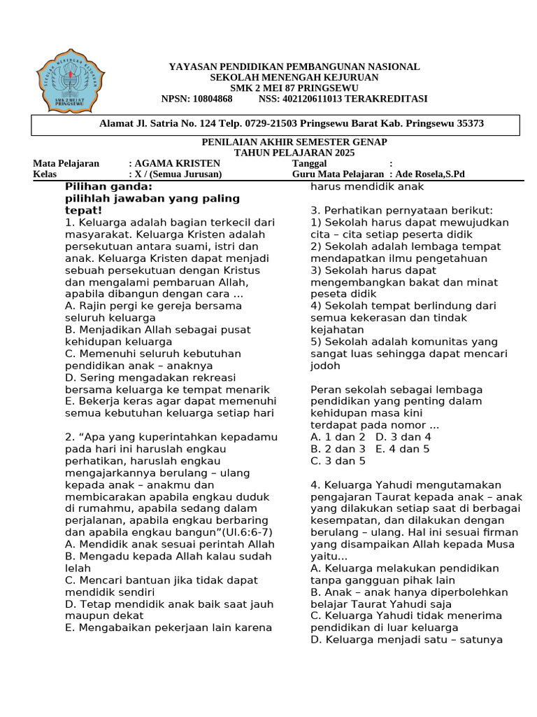 Pembentukan Karakter Kristiani di Sekolah | PDF