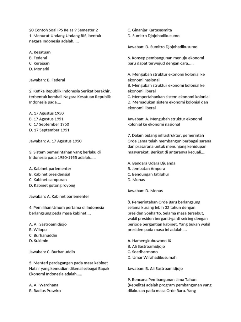 Contoh Soal IPS Kelas 9 Semester 2 | PDF