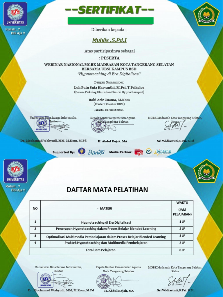 SERTIFIKAT BSI 2022 | PDF