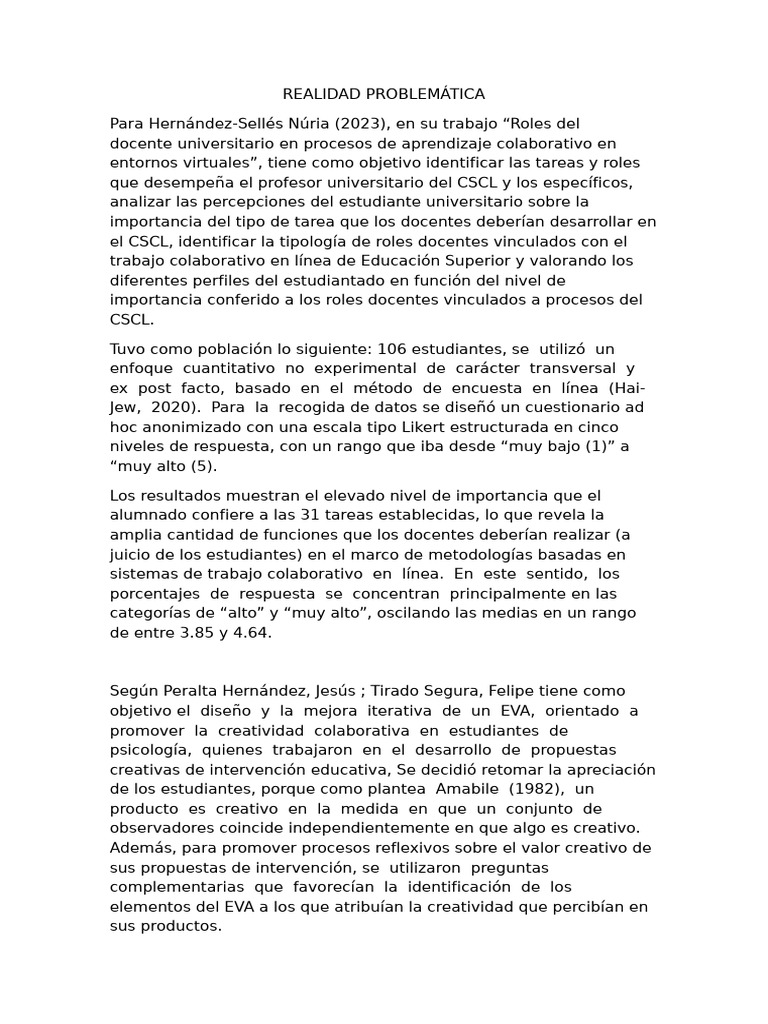 Realidad Problematica | PDF | Maestros | Aprendizaje