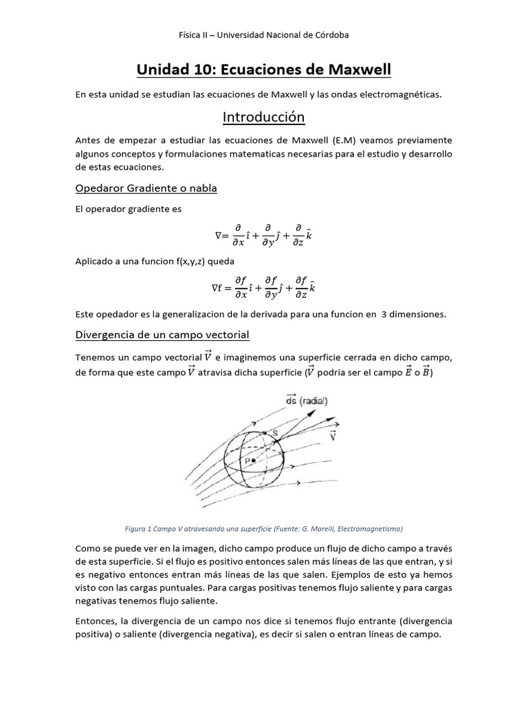 Unidad 10 - Ecuaciones de Maxwell | PDF | Divergencia | Flujo