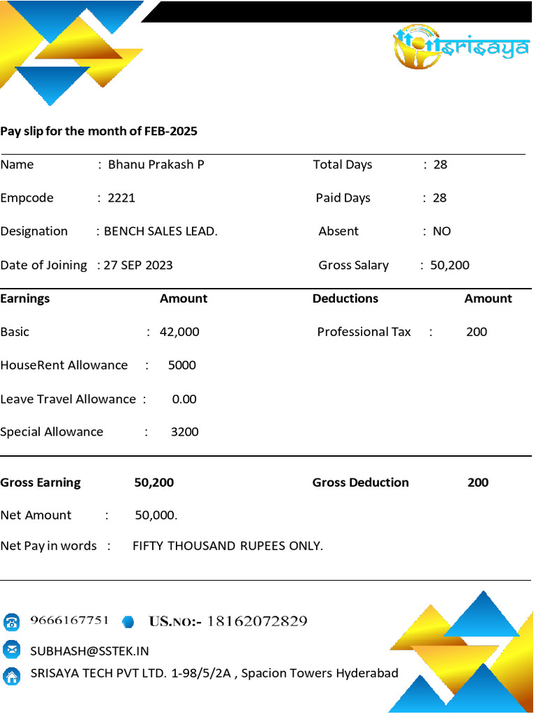 Bhanu PAY SLIP FEB | PDF