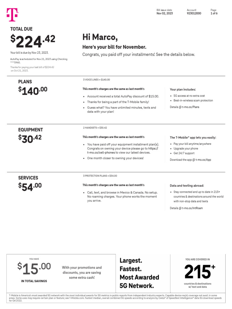 T Mobile Bill | PDF | T Mobile Us | Fee