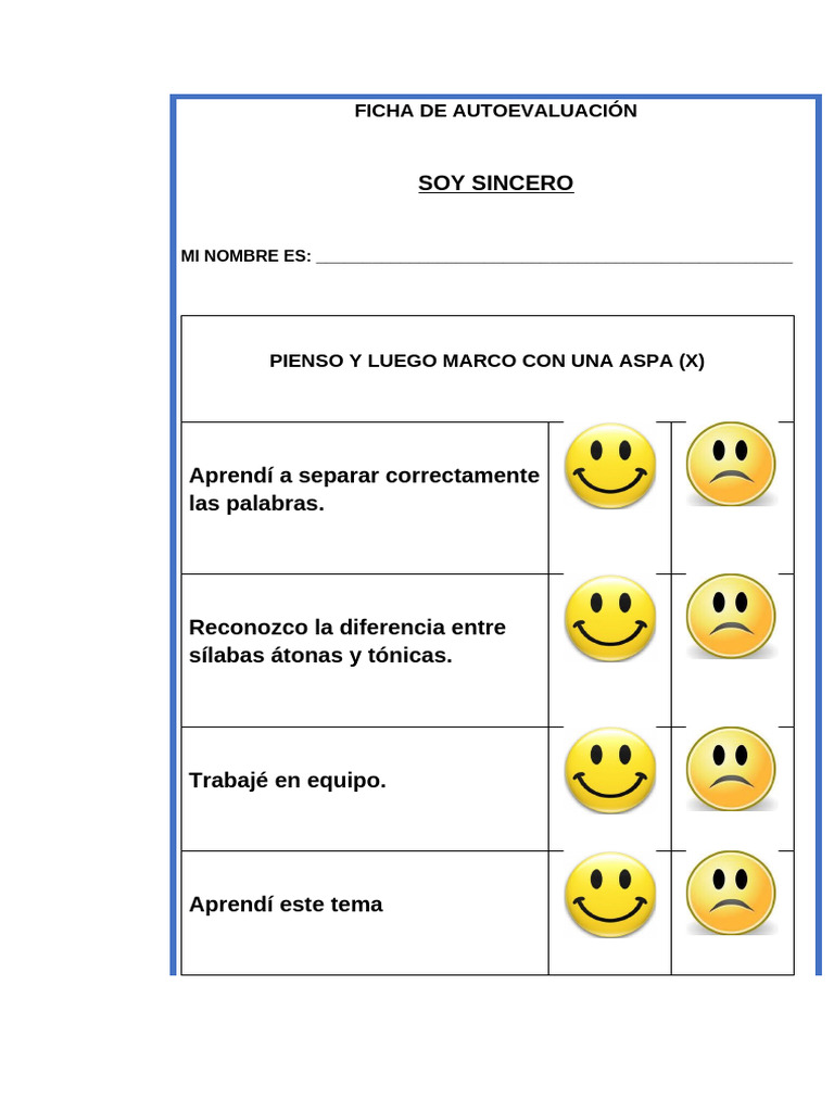 Ficha de Autoevaluación | PDF