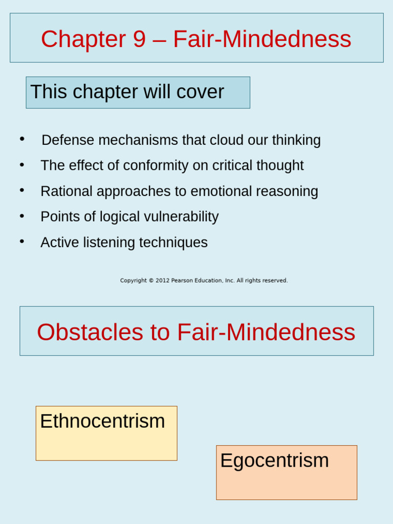 Chapter 9 Fairmindedness Arial Red Font Thin Border | PDF | Thought | Reason