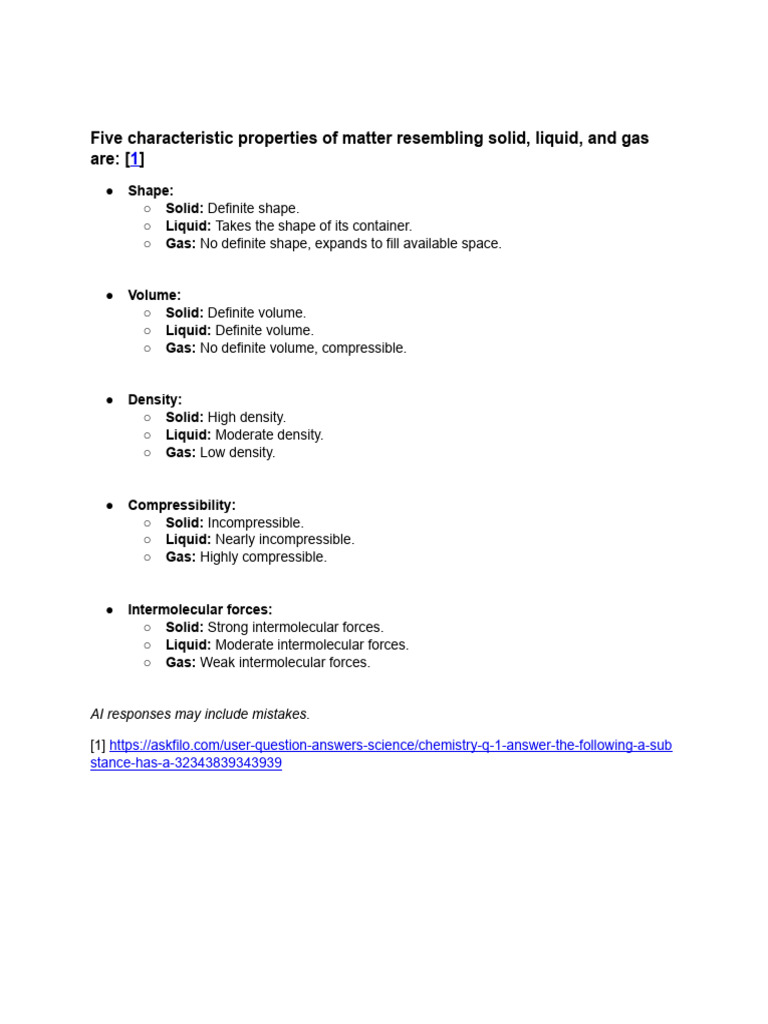 Five Characteristic Properties of Matter Resembling Solid, Liquid, and ...
