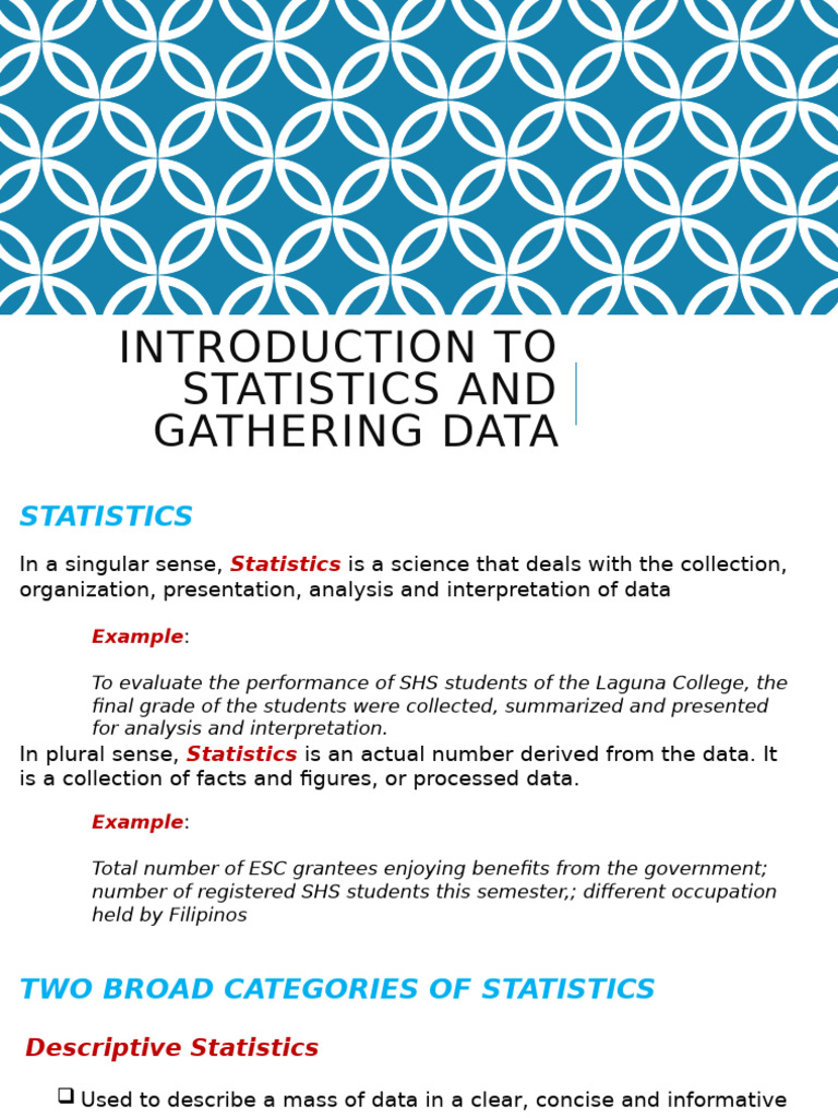 Lesson IV.1 Introduction To Statistics 1 | PDF | Level Of Measurement | Measurement