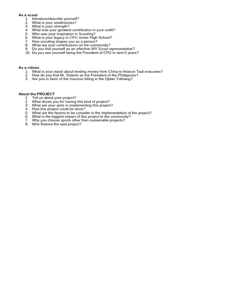 Casa Tosia Sample Interview | PDF | Boy Scouts Of America | Scouting