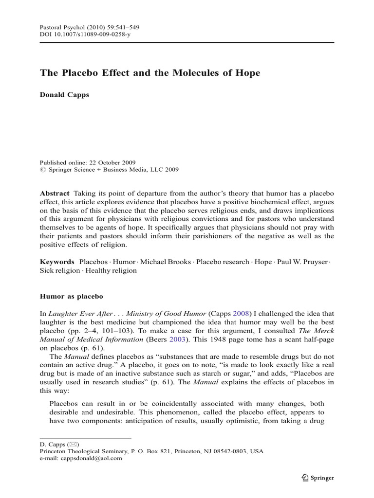 The Placebo Effect and The Molecules of Hope | PDF | Placebo | Medical ...
