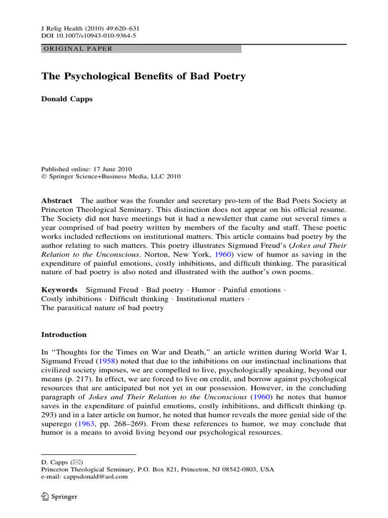 The Humor in Bad Poetry's Psychology | PDF | Thought | Poetry