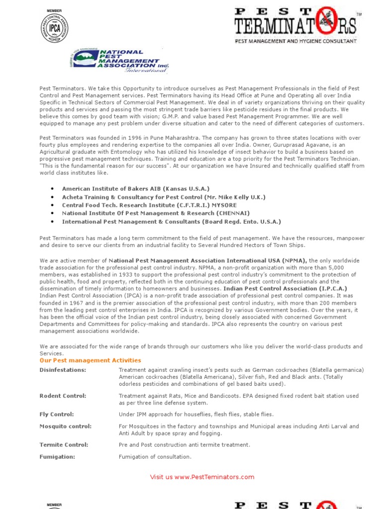 Pest Terminators | PDF | Pest Control | Pest (Organism)