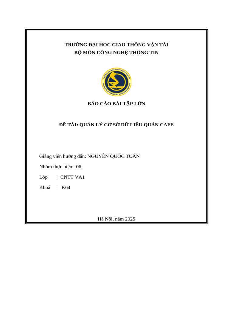 CSDL_QT01_NHOM06_Final | PDF