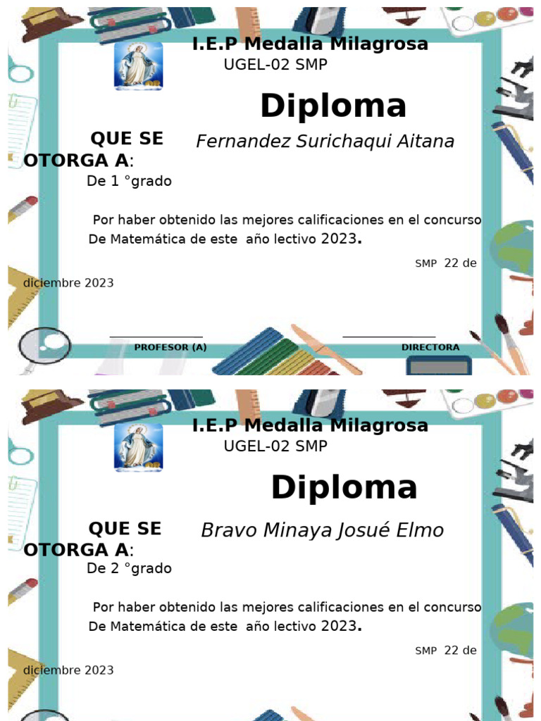 D Ploma: I.E.P Medalla Milagrosa | PDF