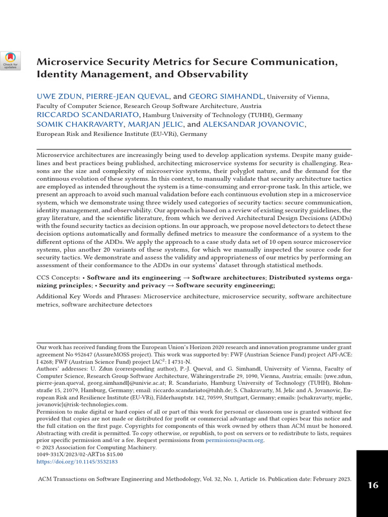 Microservice Security Metrics For Secure Communication, Identity Management, and Observability ...