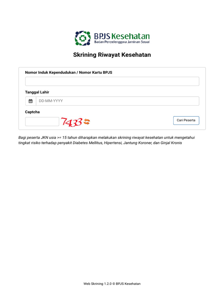 Skrining Web BPJS Kesehatan | PDF