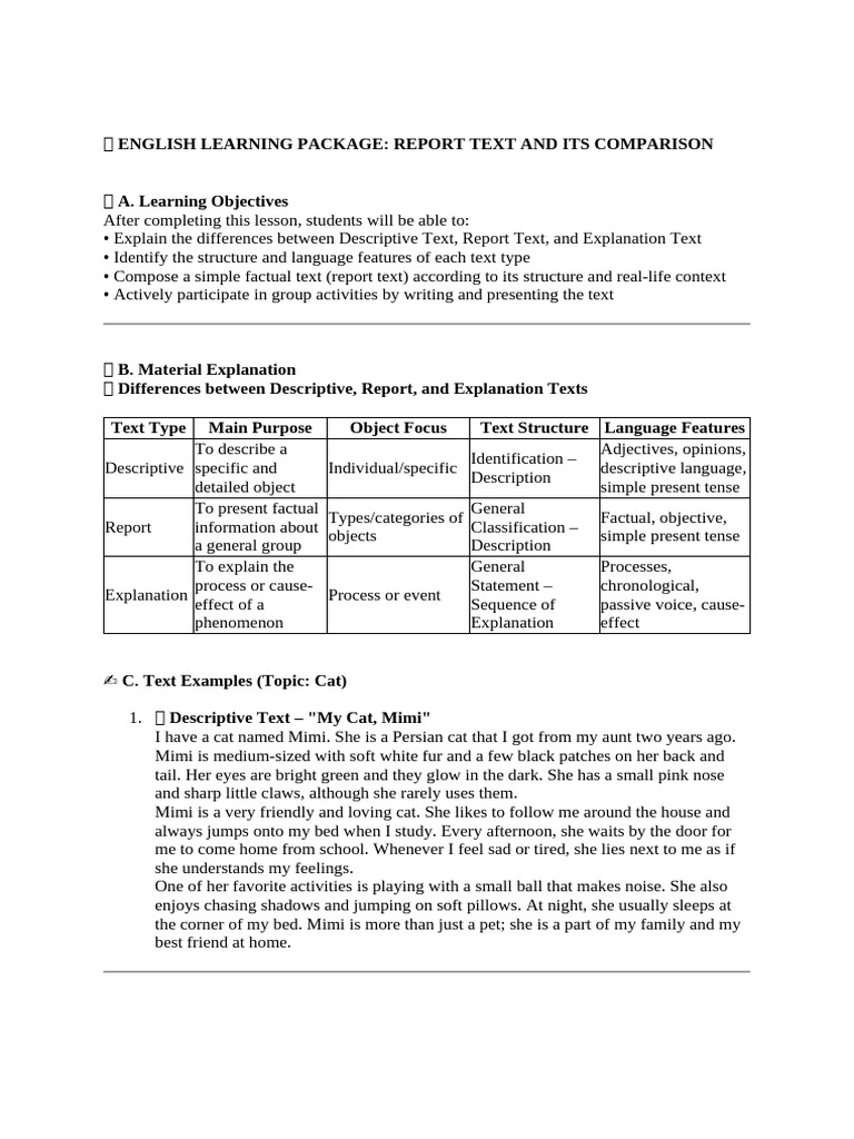 ? English Learning Package | PDF | Cats