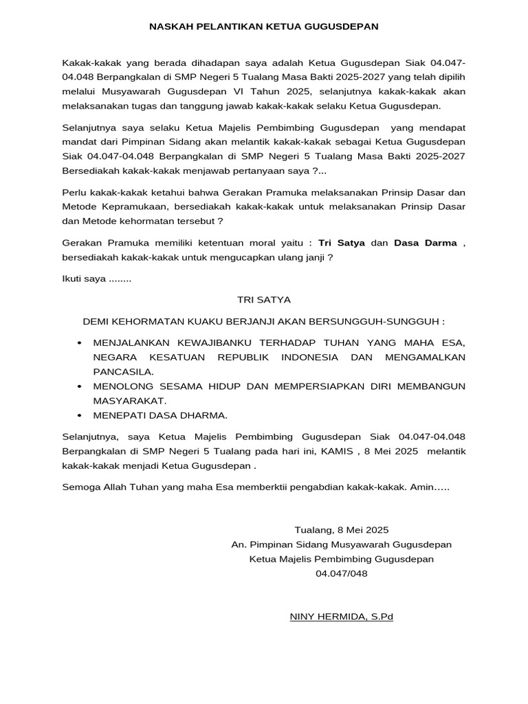 Naskah Pelantikan | PDF