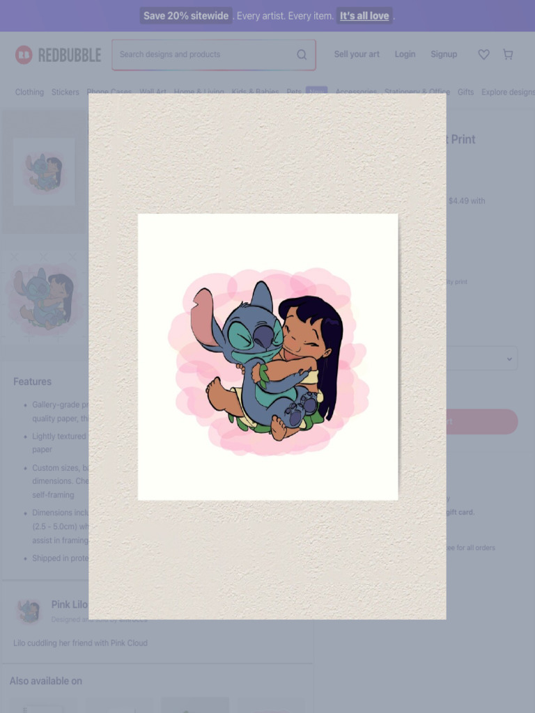 Pink Lilo Stitch Hug Art Print For Sale by Emroccs Redbubble | PDF
