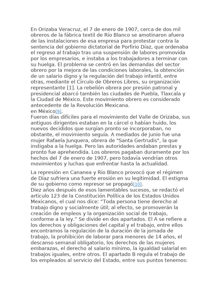 Huelga en Río Blanco, 1907: Lucha Obrera | PDF | México | Salario