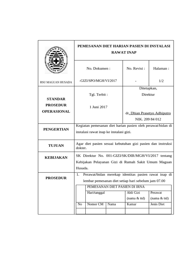 21.SPO PEMESANAN DIET-done | PDF