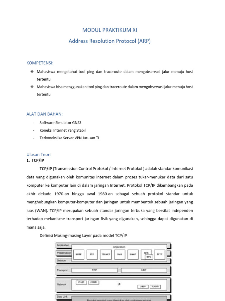 Modul Praktikum 11 - Perintah ARP (Address Resolution Protocol) | PDF