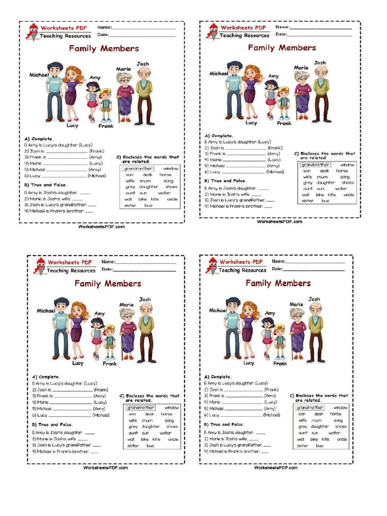 Worksheet Activity Family Member | PDF