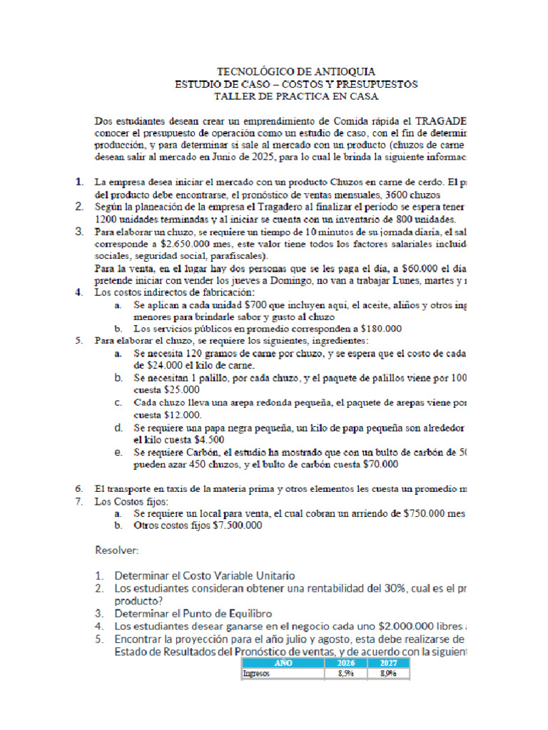 Estudio de Caso Ppto Chuzos 1 | PDF | Economias