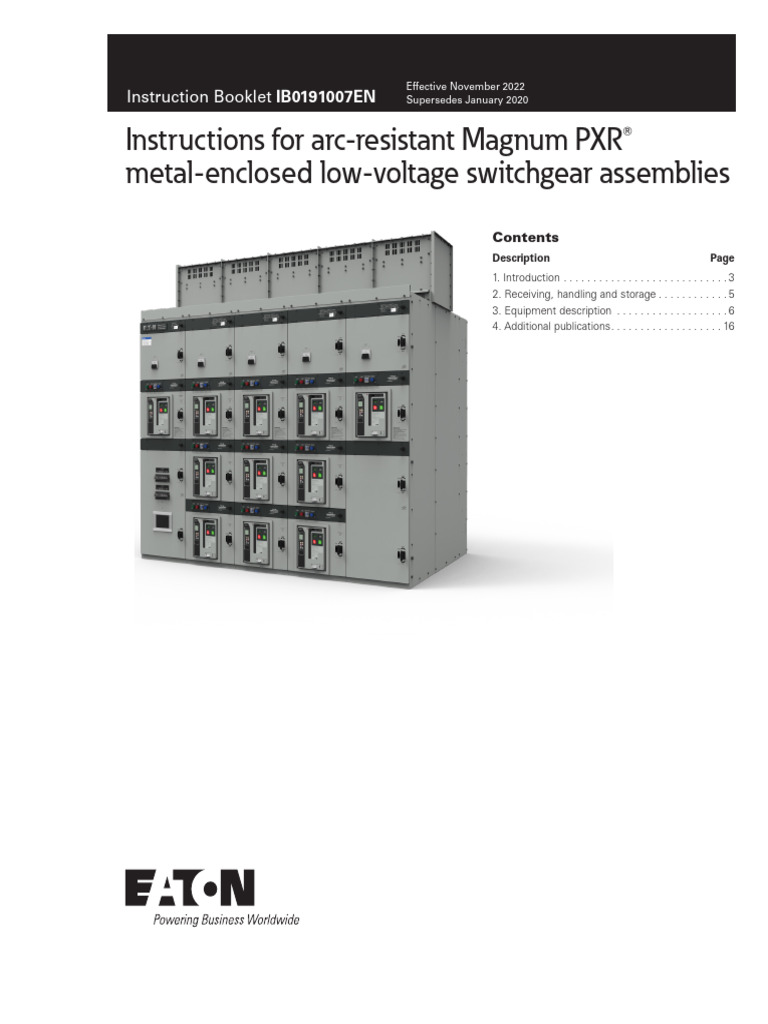 Eaton Arc Resistant Magnum PXR Low Voltage Switchgear Instruction ...
