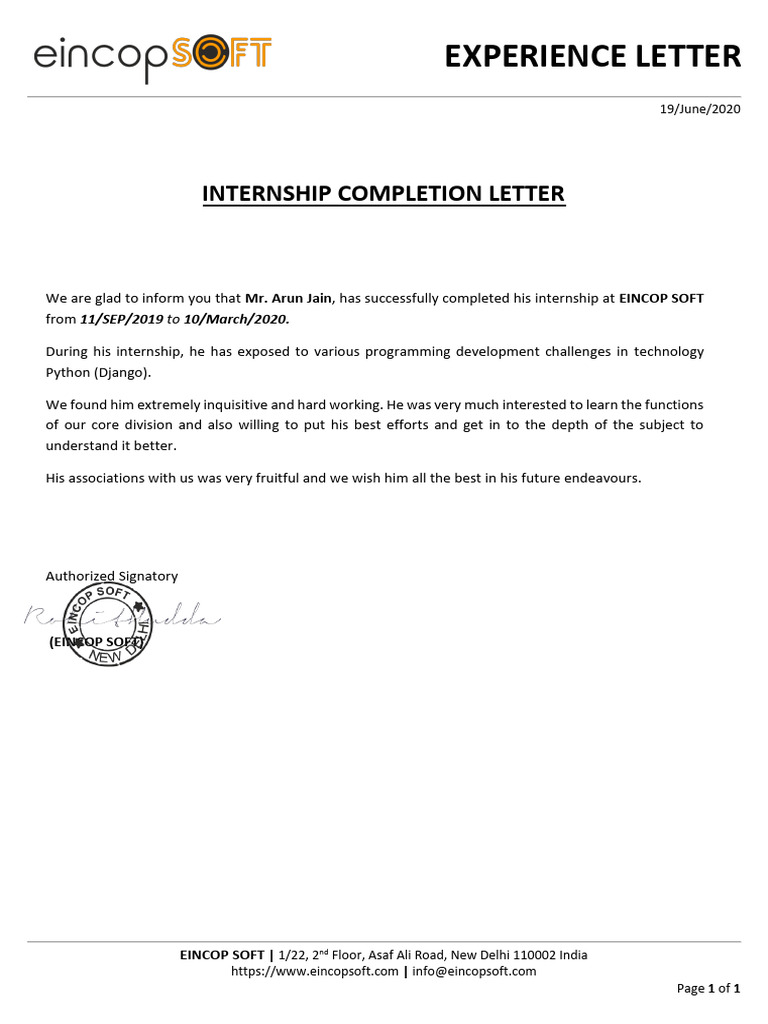 Experience Letter PDF | PDF