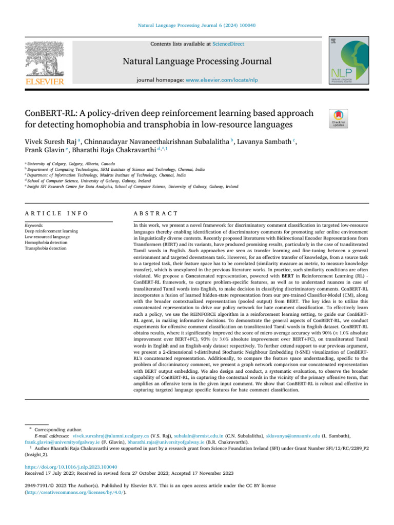 ConBERT-RL - A Policy-Driven Deep Reinforcement Learning Based Approach For Detecting Homophobia ...