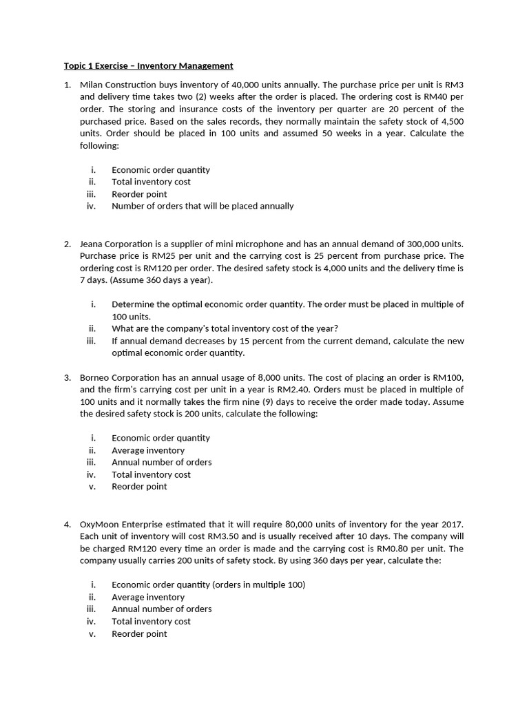 Inventory Management Calculations Guide Pdf