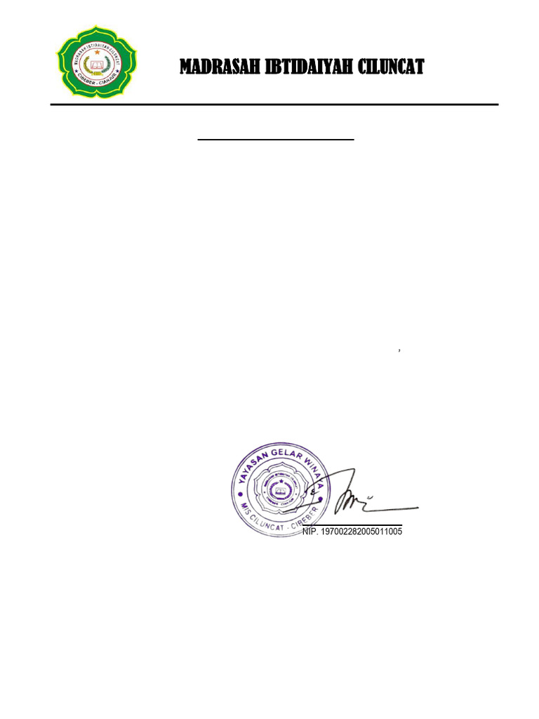 Surat Keterangan Pelaksanaan PKG Bu UMASIH | PDF