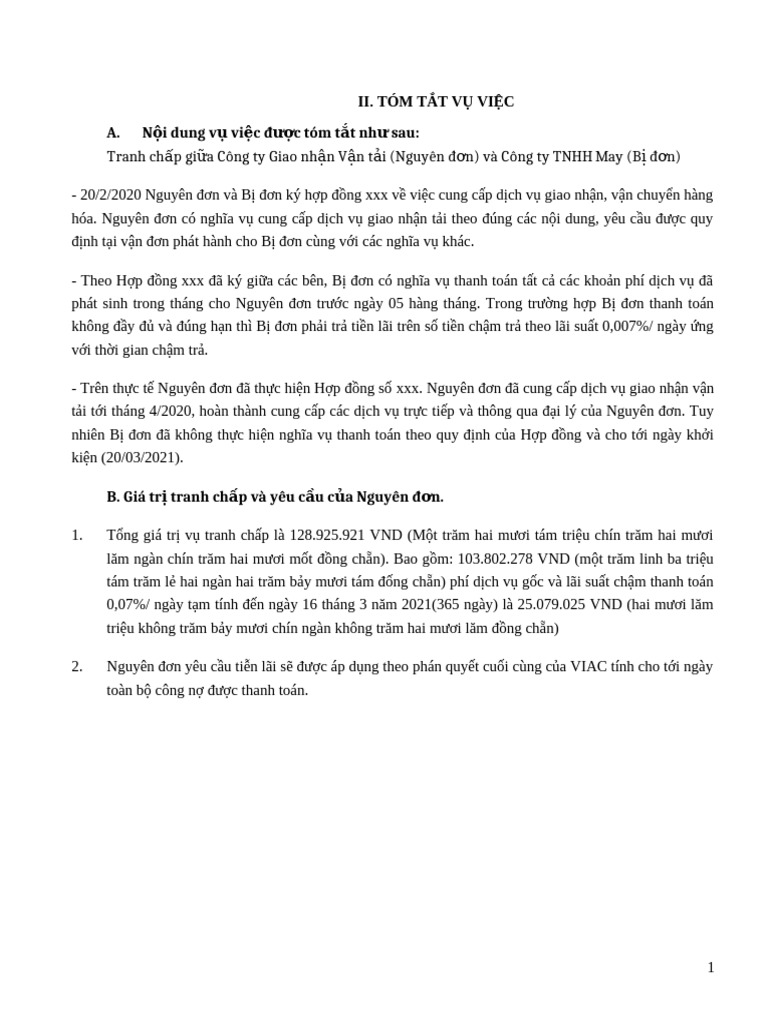 Tranh CH P Gi A Công Ty Giao NH N V N T I (Nguyên Đ N) Và Công Ty TNHH May (B Đ N) | PDF