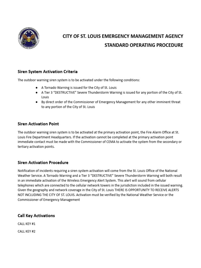 Siren System Activation SOP 8.2021 | PDF | Branches Of Meteorology ...