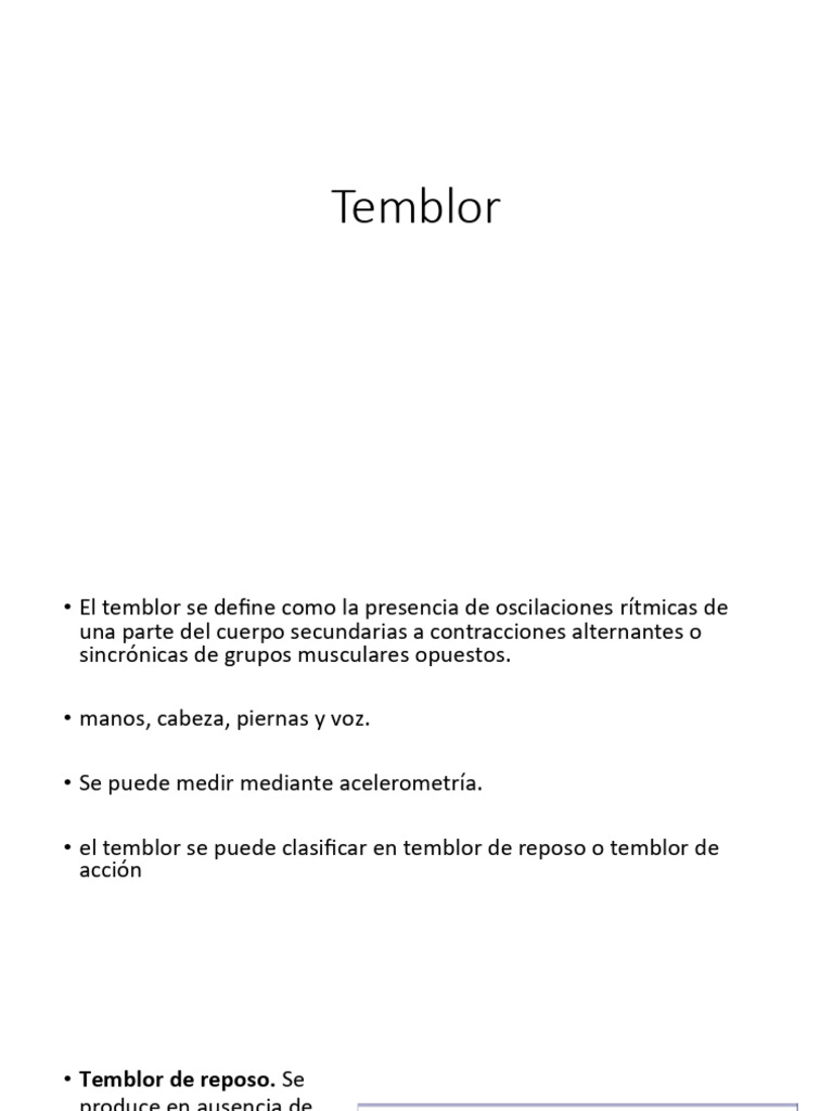 Clasificación y Tratamiento del Temblor | PDF | Meningitis | Lesión ...