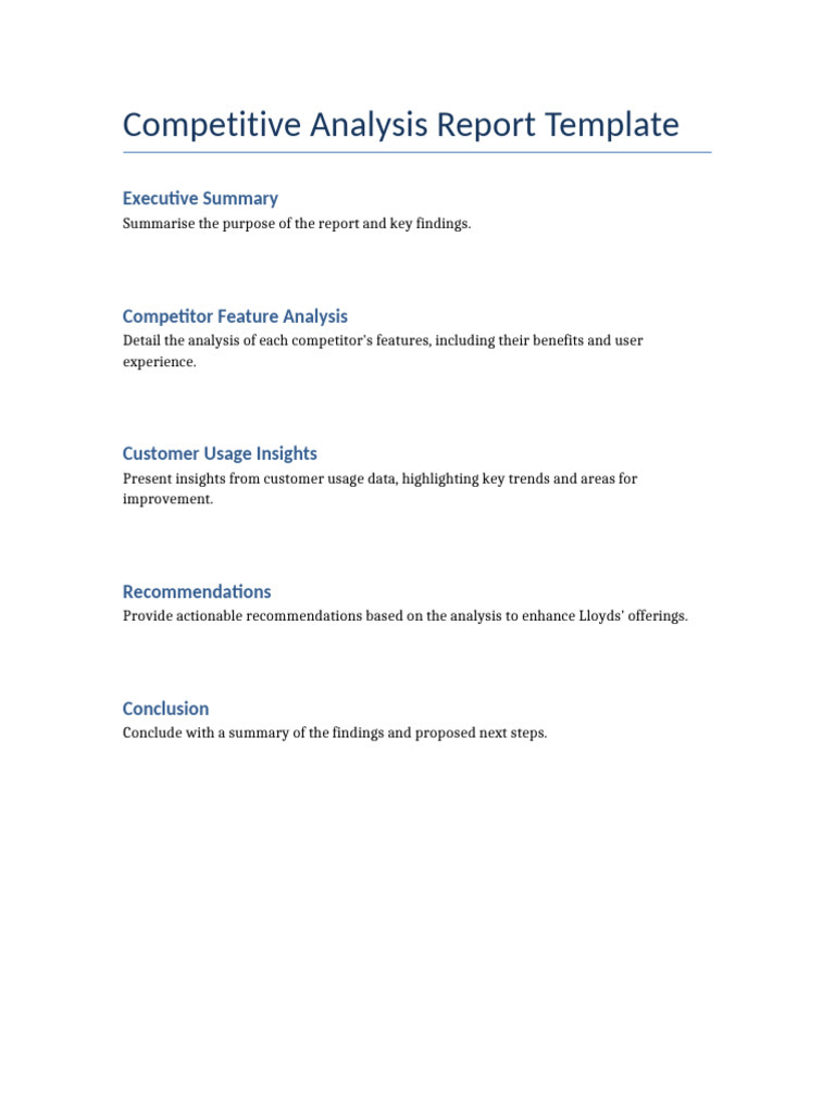 Competitive Analysis Report Template | PDF